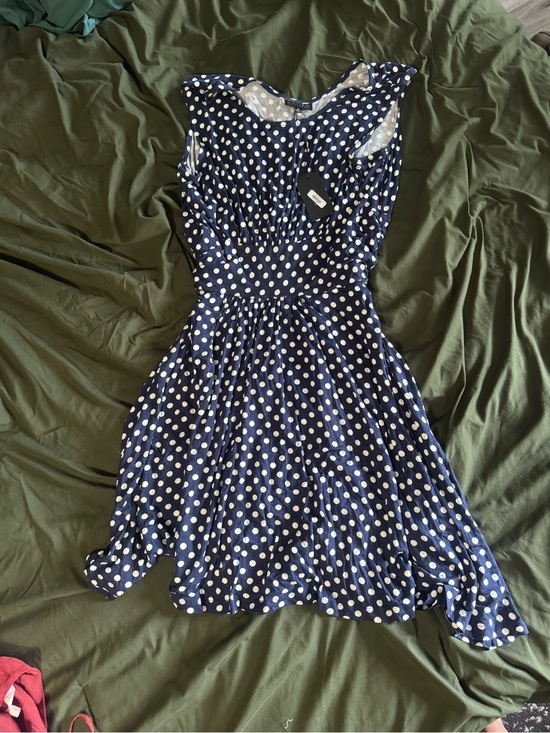 cameo | Dresses | Cameo Navy And White Polka Dot Midi Dress | Poshmark